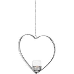 Fink Teelichthalter DOREA (1 St), Herzform inkl. Glas, zum Aufhängen, Edelstahl, silberfarben