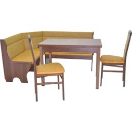 HOFMANN LIVING AND MORE Essgruppe 4tlg. Eckbankgruppe, (Spar-Set, 4-tlg., 4tlg. Eckbankgruppe), Stühle montiert, gelb