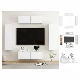 vidaXL Kleiderschrank 4-tlg TV-Schrank-Set Weiß Spanplatte