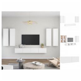 vidaXL Kleiderschrank 6-tlg TV-Schrank-Set Weiß Spanplatte