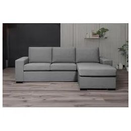 Ecksofa Home Affaire "Venoy, L-Form" Sofas Gr. B/H/T: 247 cm x 86 cm x 154 cm, Struktur-Chenille, Recamiere beidseitig montierbar, grau (grey) mit wendbarer Recamiere, in weichem Chenille-Stoff