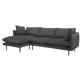 Ecksofa Inosign "Somba L-Form", grau (anthrazit), B:255cm H:88cm T:103cm, Struktur fein (100% Polyester), Filzoptik (100% Polester), Sofas, mit dickem Keder, Ottomane wahlweise links oder rechts