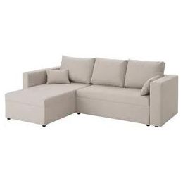 Ecksofa Home Affaire "Pur L-Form" Sofas Gr. B/H/T: 224cm x 87cm x 160cm, Struktur, Recamiere links, mit Bettfunktion, beige wahlweise mit Bettfunktion