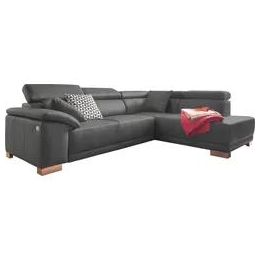 Ecksofa 3C Candy "Menorca L-Form" Sofas Gr. B/H/T: 270 cm x 79 cm x 205 cm, Dickleder, Recamiere rechts, ohne elektronischen Sitzvorzug, braun (schlamm) Kopfteilverstellung, wahlweise elektronischer Sitzvorzug, in Dickleder