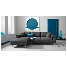 Ecksofa Inosign "Malaga L-Form" Sofas Gr. B/H/T: 276cm x 85cm x 169cm, Struktur fein, Recamiere links, grau (anthrazit) Deckenoptik auf Recamiere und Armlehne