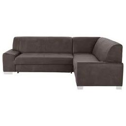 Ecksofa DOMO collection "Anzio L-Form" Sofas Gr. B/H/T: 259cm x 85cm x 191cm, Luxus-Microfaser, langer Schenkel links, Ohne Funktion-Mit Federkern, grau (anthrazit) Wahlweise mit Bettfunktion und Federkern