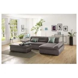 Ecksofa Inosign "Avesa L-Form" Sofas Gr. B/H/T: 300 cm x 80 cm x 172 cm, Luxus-Microfaser in Lederoptik, Longchair rechts, ohne Armteilverstellung-ohne Schlaffunktion, braun (schlamm) Wahlweise mit Armteilvertsellung und Bettfunktion, BTH: 30017280cm