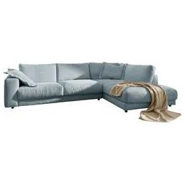 Ecksofa Places of Style "Enisa XXL B/T/H: 325/224/85 cm L-Form" Sofas Gr. B: 325cm, Cord, Recamiere rechts, blau (bleu) Kuschelig, gemütlich, in 5 Farben, Bezug Cord, mit 2 Zierkissen