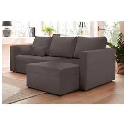 Ecksofa Home Affaire "Pur L-Form" Sofas Gr. B/H/T: 224cm x 87cm x 160cm, Struktur, Recamiere rechts, ohne Bettfunktion, braun wahlweise mit Bettfunktion