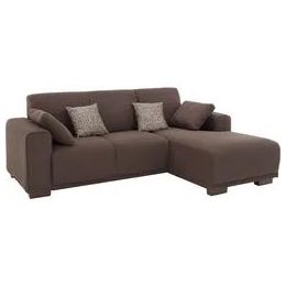 Ecksofa Home Affaire "Bornholm incl. 2 Kissen, Stellmaße 234x162 cm L-Form" Sofas Gr. B/H/T: 234cm x 85cm x 162cm, Struktur, Recamiere rechts, braun (dunkelbraun) Recamiere wahlweise links oder rechts bestellbar