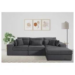 Ecksofa RAUM.ID "Florid L-Form" Sofas Gr. B/H/T: 280cm x 75cm x 162cm, Struktur, Ottomane rechts, schwarz 3 Teile, bestehend aus Modulen, viele Bezugsqualitäten, auch in Cord