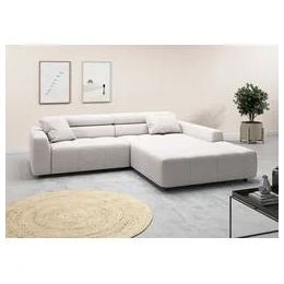 Ecksofa 3C Candy "Denver auch mit Cord- und Easy care-Bezug, Kopfteilverstellung L-Form", weiß, B:258cm H:68cm T:217cm, 100% Polyester, Sofas, wahlweise. mit motorischer Sitztiefenverstellung