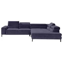 Ecksofa Gallery M BRANDED BY MUSTERRING "Felicia Due L-Form" Sofas Gr. B/H/T: 312 cm x 72 cm x 216 cm, Velours, mega-Recamiere rechts, mit Sitzvorzug manuell, lila (ultraviolett) Wahlweise mit Sitzvorzug, inkl. Kopfteilverstellung, Sitzhöhe 43 cm