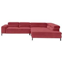 Ecksofa Gallery M BRANDED BY MUSTERRING "Felicia Due L-Form" Sofas Gr. B/H/T: 312 cm x 72 cm x 216 cm, Velours, mega-Recamiere rechts, mit Sitzvorzug motorisch, rot (red) Wahlweise mit Sitzvorzug, inkl. Kopfteilverstellung, Sitzhöhe 43 cm