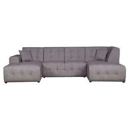 Wohnlandschaft Home Affaire "Nosia U-Form" Sofas Gr. B/H/T: 297 cm x 85 cm x 163 cm, Samtoptik, Recamiere links, grau incl. 2 Zierkissen, mit feiner Steppung