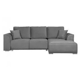 Ecksofa Inosign "Beatrice L-Form" Sofas Gr. B/H/T: 265cm x 86cm x 170cm, Material, Ottomane rechts, mit Bettfunktion-mit Bettkasten, grau (hellgrau) wahlweise auch mit Bettfunktion und Bettkasten