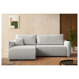 Ecksofa Inosign "MAVAS Schlafsofa mit Bettkasten, L-Form" Sofas Gr. B/H/T: 257cm x 88cm x 177cm, Cord, Recamiere links, grau (hellgrau) ca.257127cm (Liegefläche 212145 cm), Cord, Chenille, Struktur