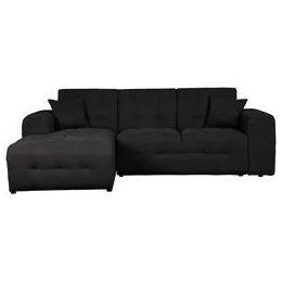 Ecksofa Home Affaire "Nosia L-Form" Sofas Gr. B/H/T: 234cm x 85cm x 163cm, Material, Recamiere links, schwarz incl. 2 Zierkissen, mit feiner Steppung