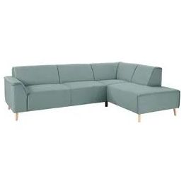 Ecksofa Andas "Janek L-Form" Sofas Gr. B/H/T: 263cm x 81cm x 191cm, Struktur weich, Ottomane rechts, ohne Funktion, grün (mint) mit Federkern und Keder in scandinavischem Design