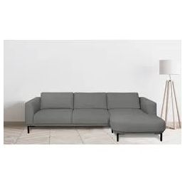 Ecksofa Andas "Nollund, L-Form" Sofas Gr. B/H/T: 246cm x 82cm x 152cm, Struktur-Chenille, Recamiere rechts, grau mit abgerundeter Recamiere, in weichem Chenille-Stoff