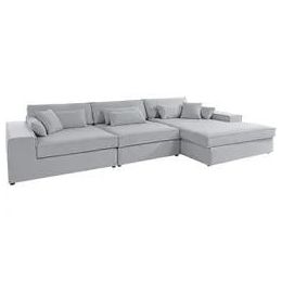 Ecksofa RAUM.ID "Enid L-Form" Sofas Gr. B/H: 360cm x 75cm, Struktur (recyceltes Polyester), Ottomane rechts, silberfarben (silber) 3 Teile, bestehend aus Modulen, in vielen Bezügen, auch Breitcord