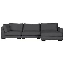 Ecksofa LeGer Home by Lena Gercke "Tvinna L-Form" Sofas Gr. B/H/T: 306cm x 76cm x 151cm, Baumwoll-/Leinenmix, Recamiere rechts, grau (anthrazit) Modulsofa, bestehend aus Eckteil, Recamiere und Mittelteil