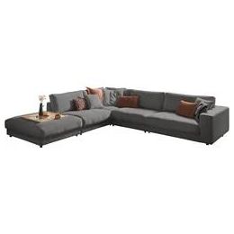 Ecksofa 3C Candy "Enisa II L-Form" Sofas Gr. B/H/T: 365cm x 86cm x 322cm, Struktur, langer Schenkel rechts, grau incl. 3 Flatterkissen, wahlweise mit Flecken-Schutz-Bezug Easy care