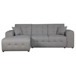 Ecksofa Home Affaire "Nosia L-Form" Sofas Gr. B/H/T: 234cm x 85cm x 163cm, Struktur fein, Recamiere links, grau (hellgrau) incl. 2 Zierkissen, mit feiner Steppung