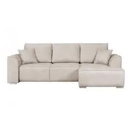 Ecksofa Inosign "Beatrice L-Form" Sofas Gr. B/H/T: 265cm x 86cm x 170cm, Luxus-Microfaser weich, Ottomane rechts, ohne Bettfunktion-ohne Bettkasten, beige (creme) wahlweise auch mit Bettfunktion und Bettkasten