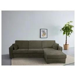 Ecksofa Home Affaire "Roma "M" Matratzenhöhe 14 cm, Dauerschlaffunktion, mit Unterfederung" Sofas Gr. B/H/T: 280cm x 85cm x 173cm, Luxus-Microfaser Lederoptik, Recamiere rechts, Liegefläche: 143 x 198cm, grün Liegemaße ca 143x198 cm, L-Form