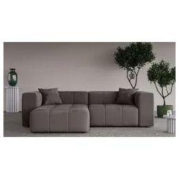 Ecksofa Home Affaire "ERIZ auch in Bouclé L-Form" Sofas Gr. B/H/T: 278cm x 70cm x 176cm, Chenille, Ottomane links, grau (anthrazit) moderne Steppung, incl. 2 Zierkissen, BTH: 27817670 cm