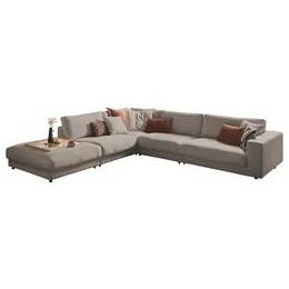 Ecksofa 3C Candy "Enisa II L-Form" Sofas Gr. B/H/T: 365cm x 86cm x 322cm, Struktur, langer Schenkel rechts, grau (taupe) incl. 3 Flatterkissen, wahlweise mit Flecken-Schutz-Bezug Easy care