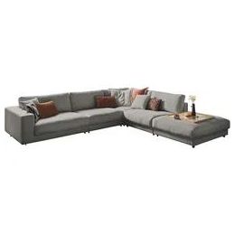 Ecksofa 3C Candy "Enisa II, bequem und komfortabel, großes Familiensofa, L-Form", grau (anthrazit), B:365cm H:86cm T:322cm, 100% Polyester, Sofas, incl. 3 Flatterkissen, wahlweise mit Flecken-Schutz-Bezug Easy care