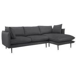 Ecksofa Inosign "Somba L-Form" Sofas Gr. B/H/T: 255cm x 88cm x 103cm, Filzoptik, Ottomane rechts, grau (anthrazit) mit dickem Keder, Ottomane wahlweise links oder rechts