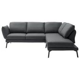 Schöner Wohnen Ecksofa SCHÖNER WOHNEN-KOLLEKTION "L-Form" Sofas Gr. B/H/T: 329cm x 87cm x 259cm, Dickleder, Ottomane rechts, mit Drehsitzfunktion und Armlehnenfunktion links, mit Rückenneigung und Drehsitzfunktion im Eckelement, grau (fango) Drehsitz-Funktion, USB-Anschluss, Armlehnfunktion, Rückenverstellung