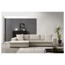 Ecksofa Andas "SLEETLAND XXL in Samtvelours oder Vintage-Leder-Optik, L-Form" Sofas Gr. B/H/T: 325 cm x 72 cm x 167 cm, Samtvelours, Recamiere links, lila (pearl) besonders groß und bequem