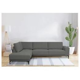 Ecksofa Places of Style "Xander, L-Form" Sofas Gr. B/H/T: 289cm x 85cm x 210cm, Webstoff, Ottomane links, grau Breite 289 cm, Webstoff, Soft-Touch Chenille, schwarze Metallfüßen