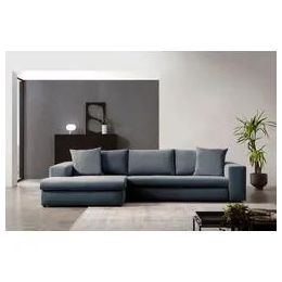 Ecksofa Andas "SLEETLAND XXL in Samtvelours oder Vintage-Leder-Optik, L-Form" Sofas Gr. B/H/T: 325 cm x 72 cm x 167 cm, Samtvelours, Recamiere links, grau (anthrazit) besonders groß und bequem