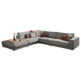 Ecksofa 3C Candy "Enisa II L-Form" Sofas Gr. B/H/T: 365cm x 86cm x 322cm, Flachgewebe, langer Schenkel rechts, grau (anthrazit) incl. 3 Flatterkissen, wahlweise mit Flecken-Schutz-Bezug Easy care