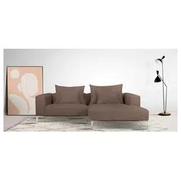 Guido Maria Kretschmer Home & Living Ecksofa GUIDO MARIA KRETSCHMER HOME & LIVING "JANTE L-Form" Sofas Gr. B/H/T: 233cm x 85cm x 172cm, Cord, Recamiere rechts, grau (taupe) wahlweise Recamiere links oder rechts, mit Chromfüßen