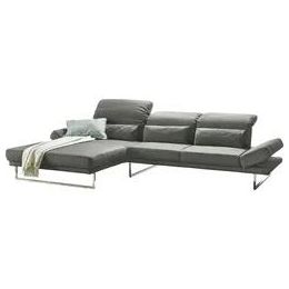 Ecksofa 3C Candy "Mallow L-Form" Sofas Gr. B/H/T: 318cm x 83cm x 220cm, Luxus-Microfaser, Recamiere links, grau (stone) Verstellbare Armlehne und Kopfteil, manuelle Sitztiefenverstellung