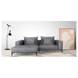 Guido Maria Kretschmer Home & Living Ecksofa GUIDO MARIA KRETSCHMER HOME & LIVING "BENTE L-Form" Sofas Gr. B/H/T: 233cm x 85cm x 172cm, Velvet, Recamiere links, grau (steel grey) wahlweise Recamiere links oder rechts, mit schwarzen Metallfüßen