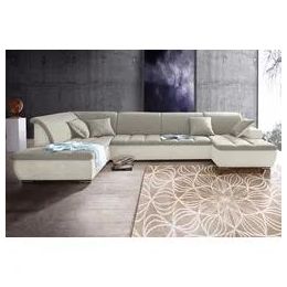 Wohnlandschaft Inosign "U-Form" Sofas Gr. B/H/T: 380cm x 85cm x 202cm, Microfaser PRIMABELLE-Struktur, Recamiere rechts, beige (creme, beige) im modernen Materialmix