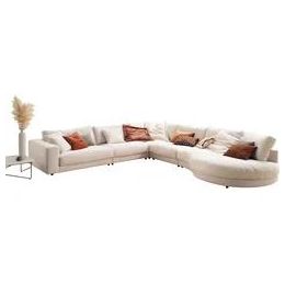 Ecksofa 3C Candy "Enisa II L-Form" Sofas Gr. B/H/T: 225cm x 86cm x 395cm, Flachgewebe, langer Schenkel rechts, beige (nature) incl. 3 Flatterkissen, wahlweise mit Flecken-Schutz-Bezug Easy care