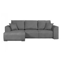 Ecksofa Inosign "Beatrice L-Form" Sofas Gr. B/H/T: 265cm x 86cm x 170cm, Material, Ottomane links, ohne Bettfunktion-ohne Bettkasten, grau (hellgrau) wahlweise auch mit Bettfunktion und Bettkasten