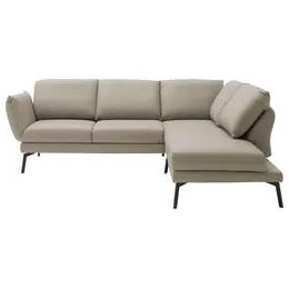 Schöner Wohnen Ecksofa SCHÖNER WOHNEN-KOLLEKTION "L-Form" Sofas Gr. B/H/T: 329cm x 87cm x 259cm, Dickleder, Ottomane rechts, mit Drehsitzfunktion und Armlehnenfunktion links, mit Rückenneigung und Drehsitzfunktion im Eckelement, grau (taupe) Drehsitz-Funktion, USB-Anschluss, Armlehnfunktion, Rückenverstellung