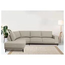 Ecksofa Places of Style "Casina" Sofas Gr. B/H/T: 287cm x 85cm x 239cm, Webstoff, Ottomane links, beige (light beige) mit abgerundeter Ottomane, in einem weichen Chenille-Stoff