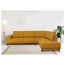 Ecksofa Places of Style "Casina" Sofas Gr. B/H/T: 287cm x 85cm x 239cm, Webstoff, Ottomane rechts, gelb (mustard) mit abgerundeter Ottomane, in einem weichen Chenille-Stoff