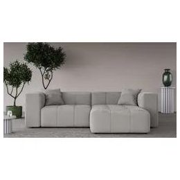 Ecksofa Home Affaire "ERIZ auch in Bouclé L-Form" Sofas Gr. B/H/T: 278cm x 70cm x 176cm, Chenille, Ottomane rechts, silberfarben (silber) moderne Steppung, incl. 2 Zierkissen, BTH: 27817670 cm