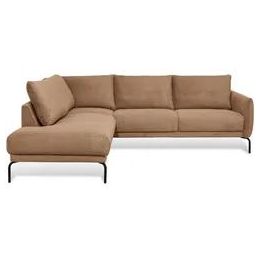 Ecksofa Places of Style "Calvera" Sofas Gr. B/H/T: 258cm x 87cm x 208cm, Cord, Ottomane links, braun (light brown) mit wendbaren Rückenkissen, auch im Breitcord Bezug